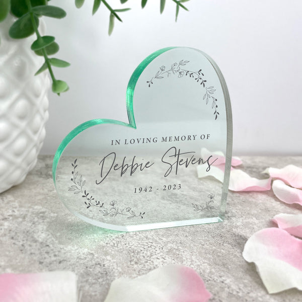 Personalised Wreath Memorial Acrylic Freestanding Heart – Lovely ...