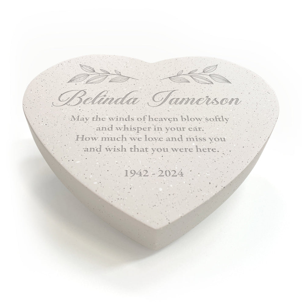 Personalised Engraved Free Text Floral Resin Heart Grave Marker ...