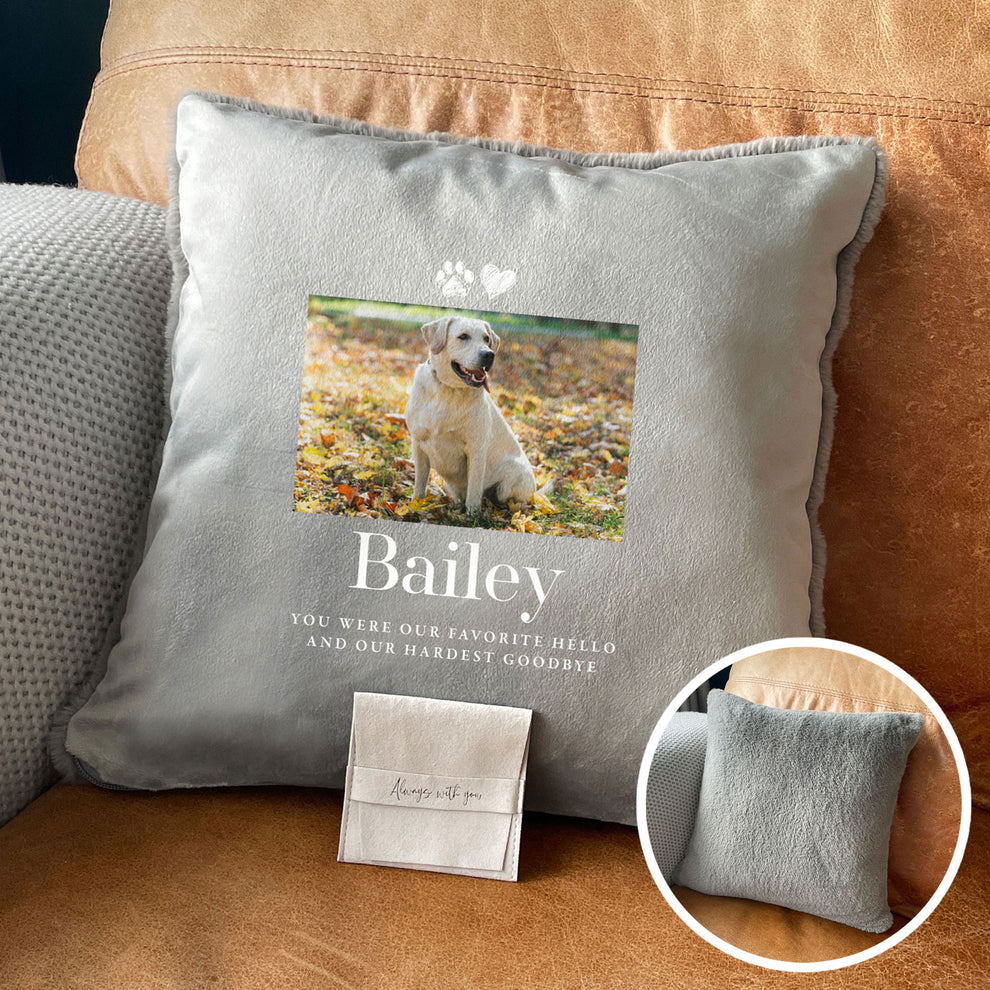Personalised One Photo Pet Memorial Ashes Faux Fur Cuddle Cushion ...